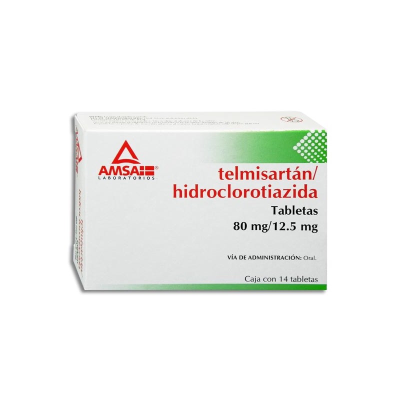 TELMISARTÁN/HIDROCLOROTIAZIDA (Amsa) c/14 TABS. 80/12.5 MG.
